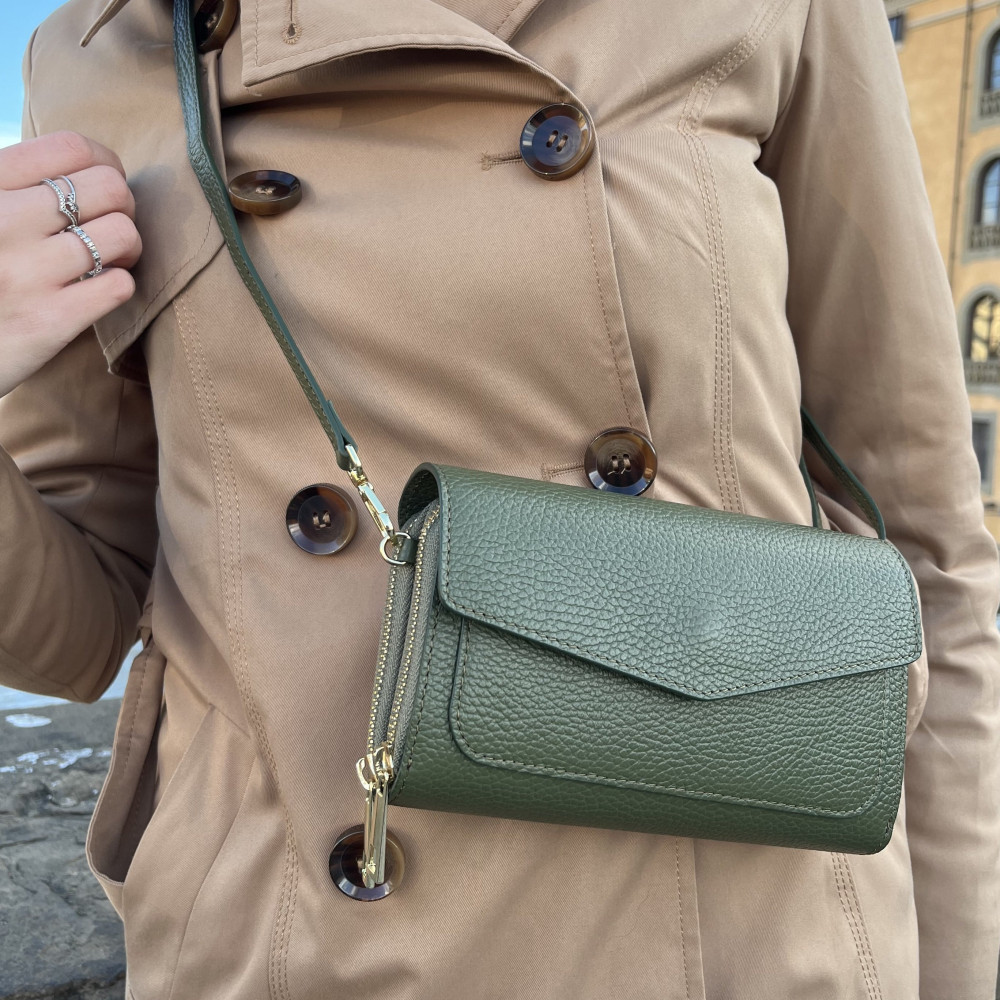 Calf Leather handbag Color Olive Green