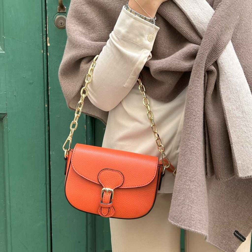 Calf Leather handbag Color Orange