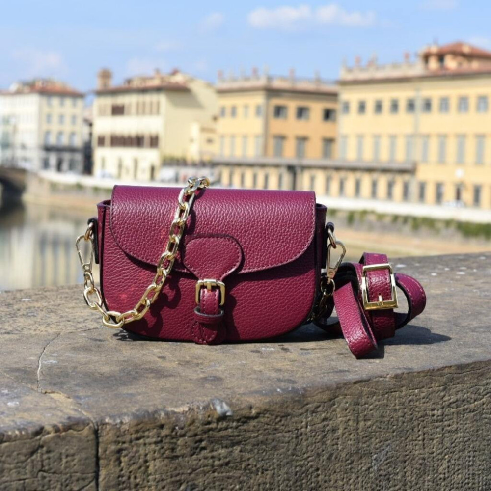 Calf Leather handbag Color Bordeaux